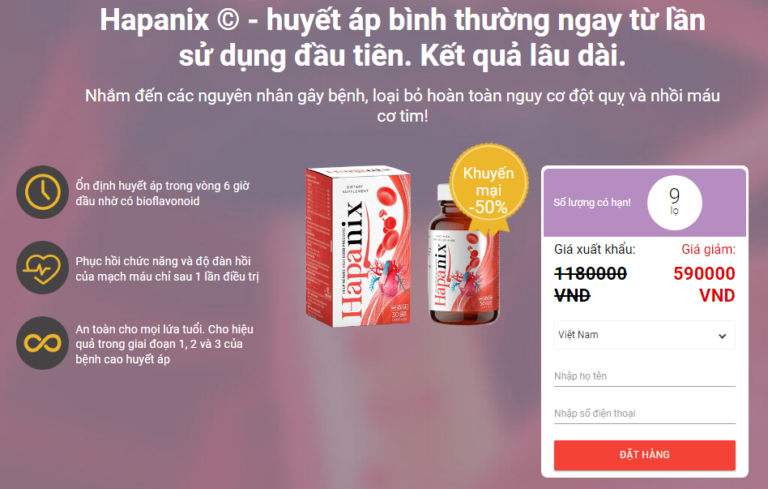 Hapanix Vietnam Giá 590000 VND: Viên nang chăm sóc huyết áp!